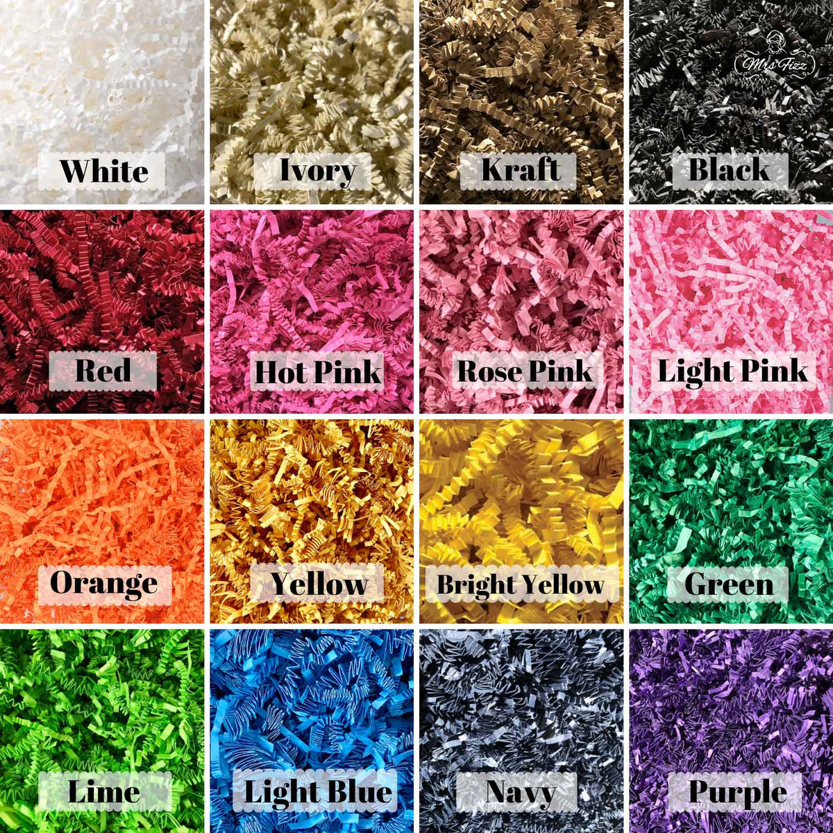 Crinkle Paper Shredded Filler in All Colors and Sizes | Mrs Fizz